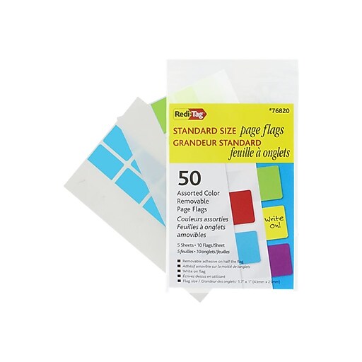 Redi-Tag Page Flags, Assorted Colors, 1" Wide, 50/Pack (76820) | Staples