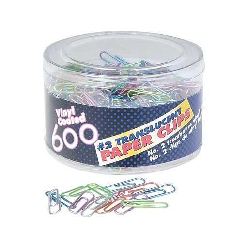 Officemate Paper Clips, #2, Translucent Assorted Colors, 600/Tub (97211 ...