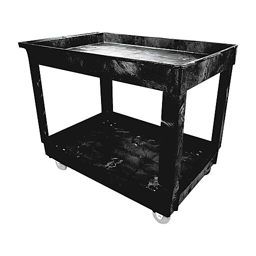 Rubbermaid 2-Shelf Plastic/Poly Mobile Utility Cart with Swivel Wheels ...