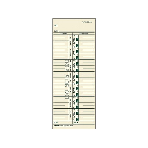 TOPS Time Cards, 500/Box (TOP 1259) | Staples