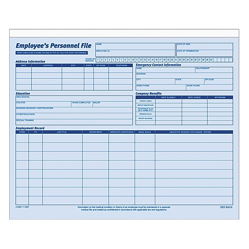 Adams 1 Part Employee Personal Files, 20/Pack (9287ABF) | Staples