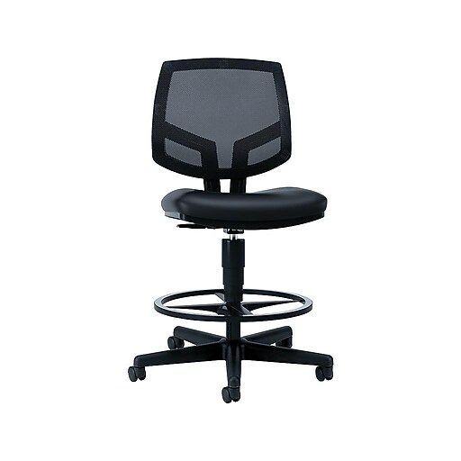 HON Volt Mesh Back SofThread Leather Computer and Desk Stool, Black ...