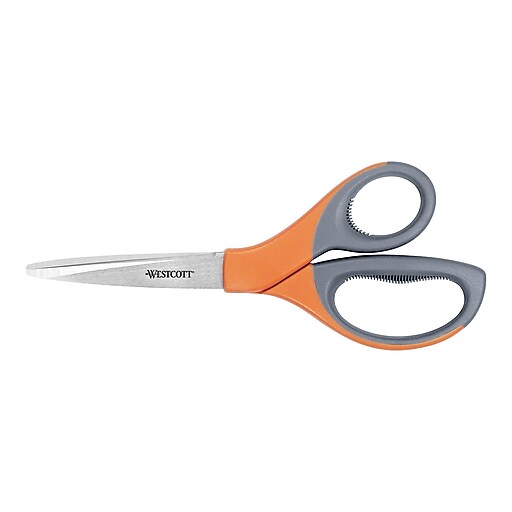 Westcott Elite 8" Stainless Steel Scissors, Pointed Tip, Orange/Gray ...