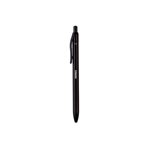 Staples Aura Retractable Ballpoint Pens, Medium Point, Black Ink, Dozen ...