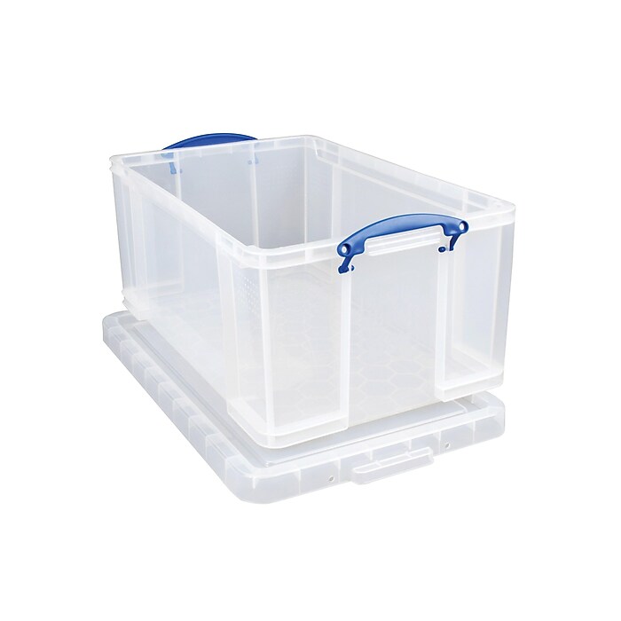 Really Useful Box 64 Liter Snap Lid Storage Bin Clear 66L CCB Staples