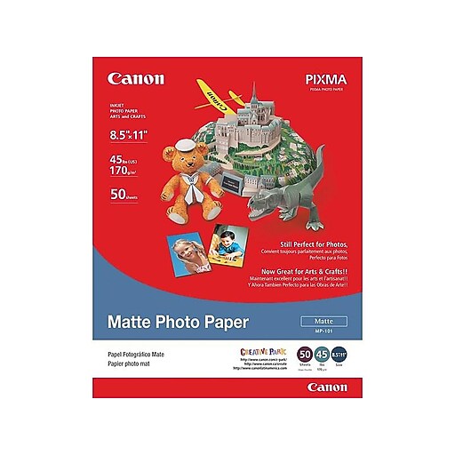 Canon MP 101 Matte Photo Paper, 8.5" x 11", 50 Sheets/Pack (7981A004 ...