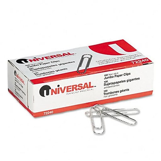 Universal Jumbo Paper Clips, Silver, 100 Clips/Pack, 10/Pack(72240 ...