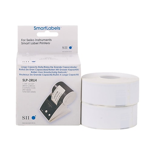 Seiko Thermal Address Labels, 1 1/8" x 3 1/2", White, 260/Roll, 2 Rolls ...