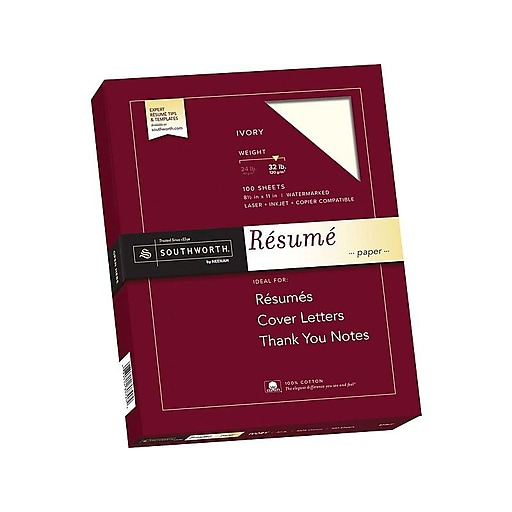 SOUTHWORTH 100% Cotton Resume Paper, 8 1/2 SOUTHWORTH 100% Cotton Resume Paper, 8 1/2