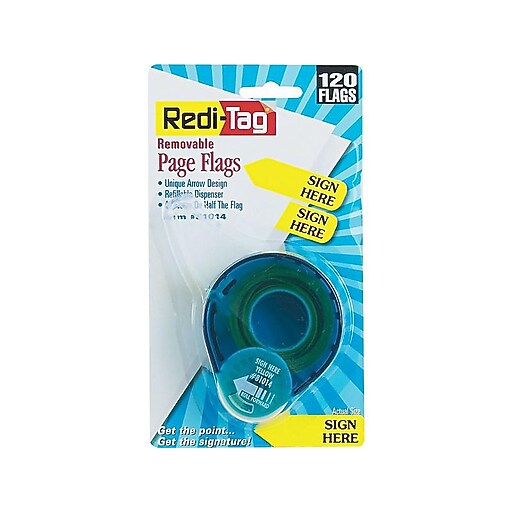 Redi-Tag Sign Here Flags, Yellow, 1.88" Wide, 120/Pack (81014) | Staples