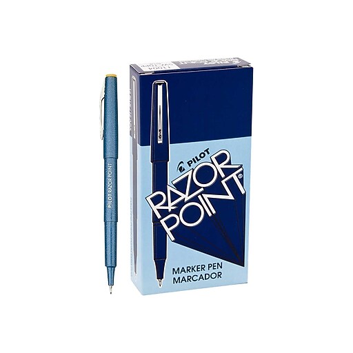 Pilot Razor Point Marker Pens, Ultra Fine Point, Blue Ink, Dozen (11004 ...
