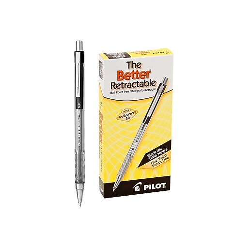 Pilot Better Retractable Ballpoint Pens, Fine Point, Black Ink, Dozen ...