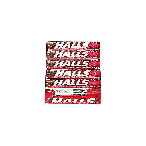 Halls Mentho-Lyptus Cough & Sore Throat Lozenges, Cherry, 9 Pieces/Pack ...