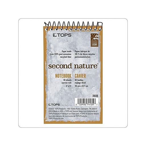 TOPS Second Nature Memo Pad, 3" x 5", Narrow Ruled, White, 50 Sheets ...