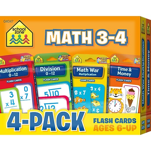 School Zone Math 3 4 Flash Card 4 Pack (SZP04047) | Staples