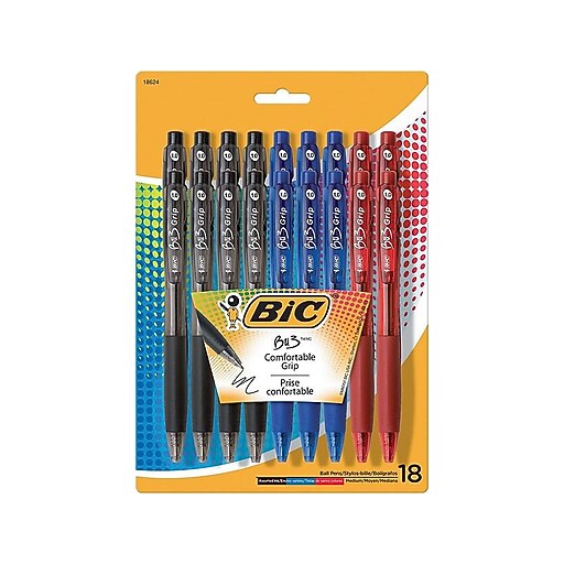 BIC BU3 Retractable Ballpoint Pens, Medium Point, Assorted Colors Ink ...