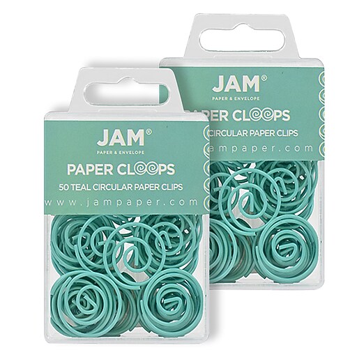 JAM Paper® Colored Circular Paper Clips, Round Paperclips, Teal, 2 ...