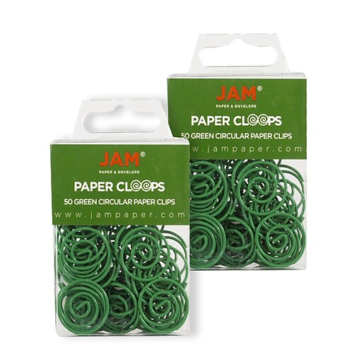 JAM Paper® Colored Circular Paper Clips, Round Paperclips, Green, 2 ...