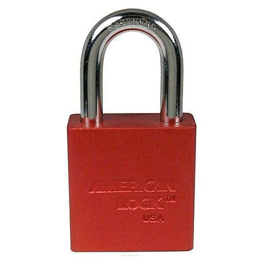 American Lock® Rectangular Padlocks, 5 Pin, Aluminum, Red, Keyed ...