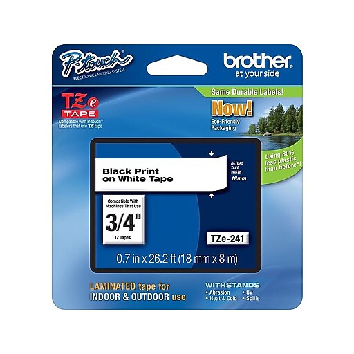 Brother TZE241CT Label Maker Tapes, 0.7", Black on White, 6/Carton ...