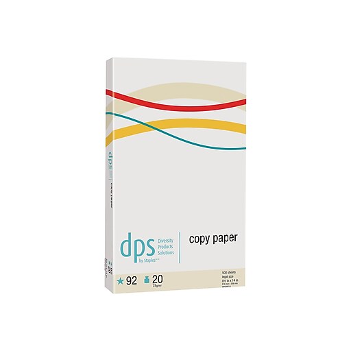 DPS by Staples 8.5" x 14" Copy Paper, 20 lbs., 92 Brightness, 500/Ream ...