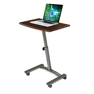 Seville Classics airLIFT 26 W Manual Rectangular Tilting Height Adjustable Mobile Sitting Desk Walnut WEB662 Staples