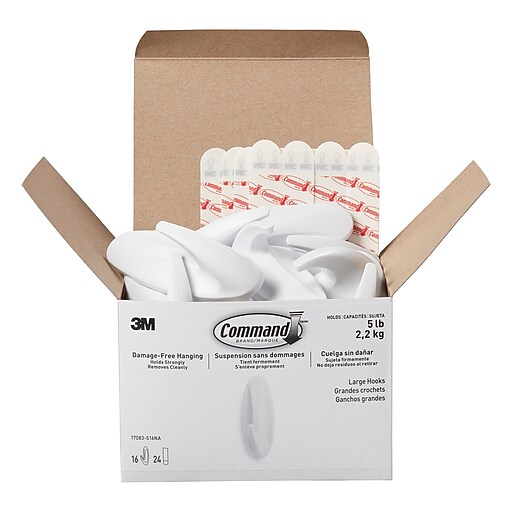 Command Large Designer Hooks, 5 lb., White, 16/Pack (17083-S16NA) | Staples