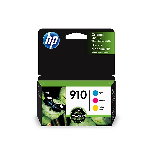 HP 910 Cyan/Magenta/Yellow Standard Yield Ink Cartridge, 3/Pack ...