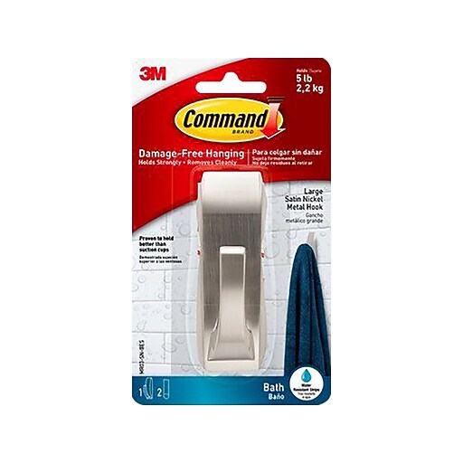 Command Large Metal Hook, 5 lb., Satin Nickel (MR03-SN-BES) | Staples