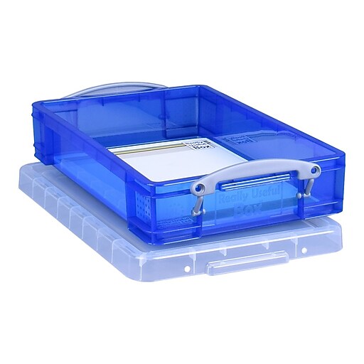 Really Useful Box 4.23 Qt. Lift Off Lid Storage Bin, Transparent Blue ...