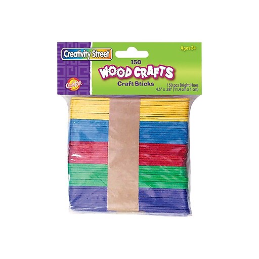 Creativity Street Wood Craft Sticks, Assorted Colors, 150/Pack (AC3675 ...
