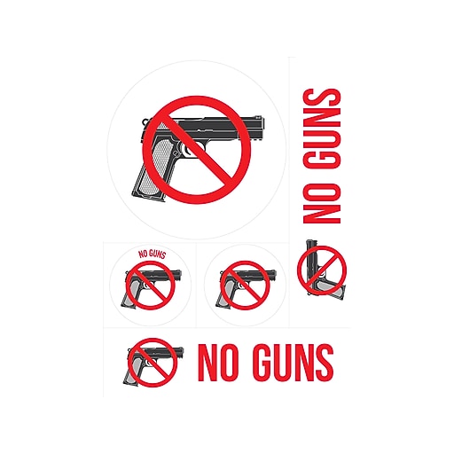 Garvey No Guns Indoor/Outdoor Wall Signs, Multi Colors, 5/Pack (098378 ...