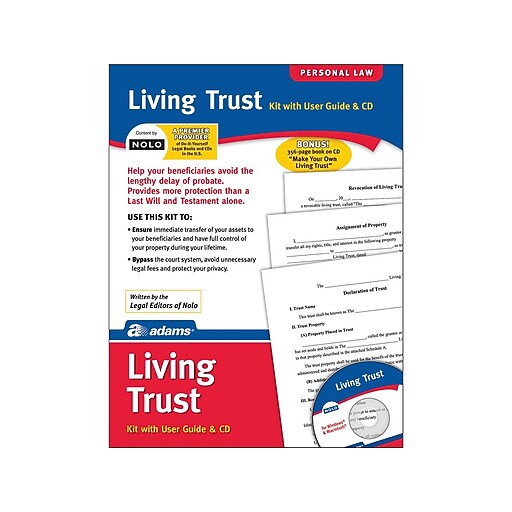 Adams Living Trust Kit with User Guide & CD 11.69" x 8.88" x 0.38" Each ...