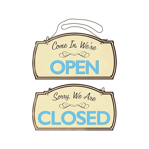 Cosco Boutique Open/Closed Indoor Door Sign, 12" x 7", Cream/Blue/Brown ...