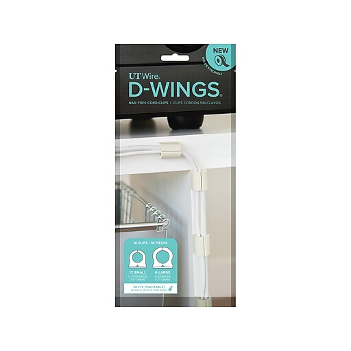 UT Wire D-Wings Cable Clips, 0.5", White, 18/Pack (UTW-D18-WH) | Staples
