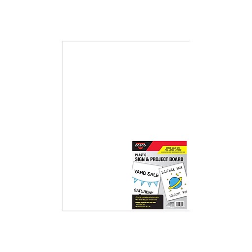 Cosco Sign & Project Corrugated Display Board, White Frame, 18"W x 24"H ...