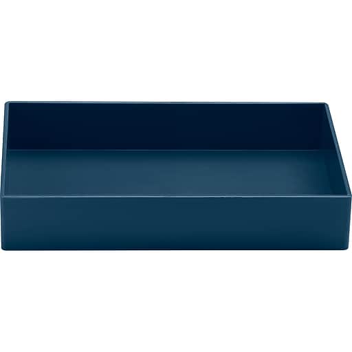 Poppin Stackable Plastic Desk Tray, Slate Blue (105975) | Staples
