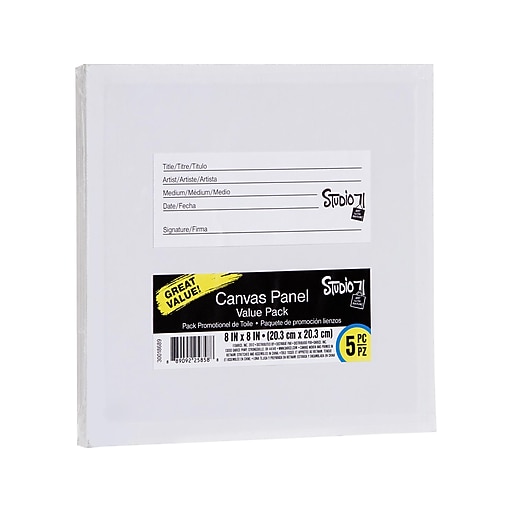STUDIO 71 Canvas Panels, 8"H x 8"W, White, 5/Pack (30018689) | Staples
