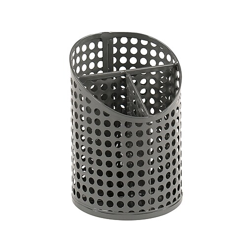 Design Ideas Edison Angled 3-Compartment Metal Pen Cup, Gray (993434709 ...