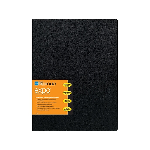 ART PROFOLIO EXPO 9"W x 12"L Solid Cover Presentation Book, Black, Each ...