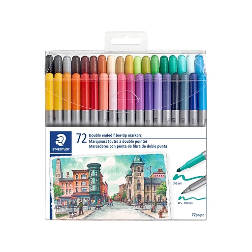 STAEDTLER Fiber Markers, Twin Tip, Assorted Colors, 72/Pack (320TB72 LU ...