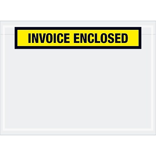 Tape Logic® "Invoice Enclosed" Envelopes, 7 1/2" x 5 1/2", Yellow, 1000 ...
