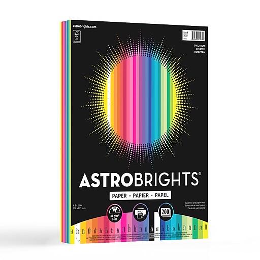 Astrobrights Colored Paper, 24 lbs., 8.5" x 11", Spectrum Assortment ...