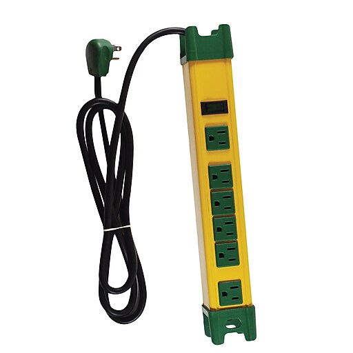 GoGreen Power 6' Metal Surge Protector, 6 Outlets, Yellow/Green (GG ...