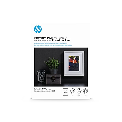 HP Premium Plus Glossy Photo Paper, 5" x 7", 60 Sheet/Pack (CR669A ...