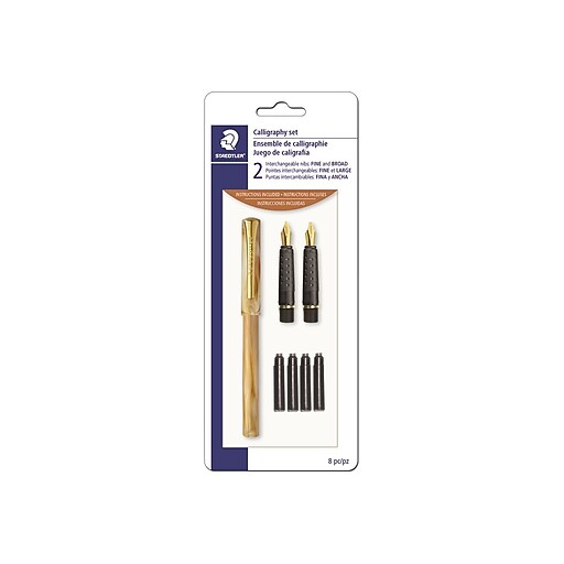 STAEDTLER Calligraphy Fountain Pen Set, Assorted Points, Black Ink (899 ...