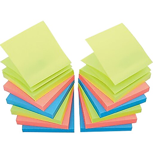 Staples Stickies Adhesive Notes, 3" x 3" Assorted Colors, 100 Sheets ...