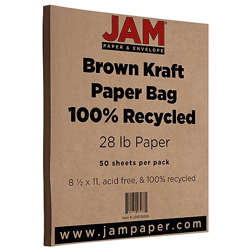 JAM Paper 8.5" x 11" Matte Colored Paper, 28 lbs., Brown Kraft, 50 ...