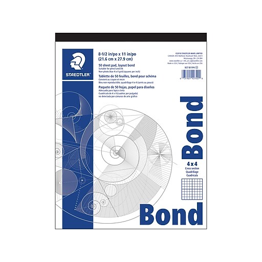 Staedtler Bond Paper, 8.5" x 11", White, 50 Sheets/Pack (937 811P4 ...