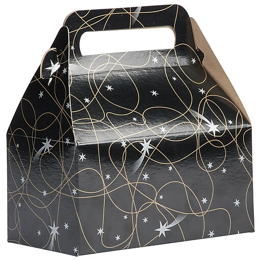 JAM Paper® Gable Gift Box with Handle, Small, 3 1/4 x 6 x 3, Black ...